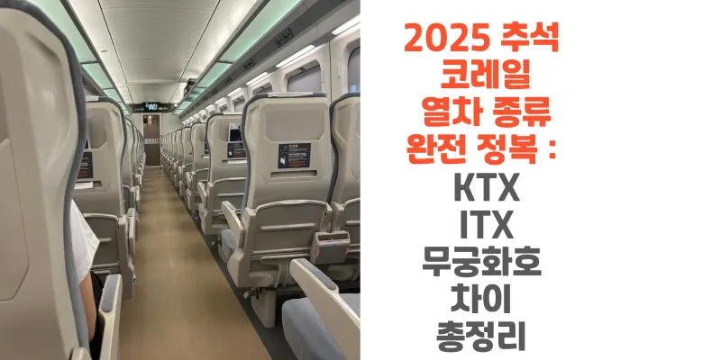 2025 추석 코레일 열차 종류 완전 정복 : KTX·ITX·무궁화호 차이 총정리